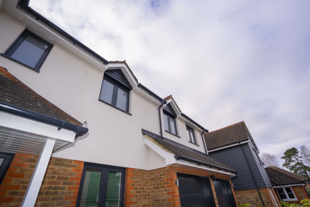Cream Rendered House with Grey Windows – Halo Flush uPVC, Finchampstead ...